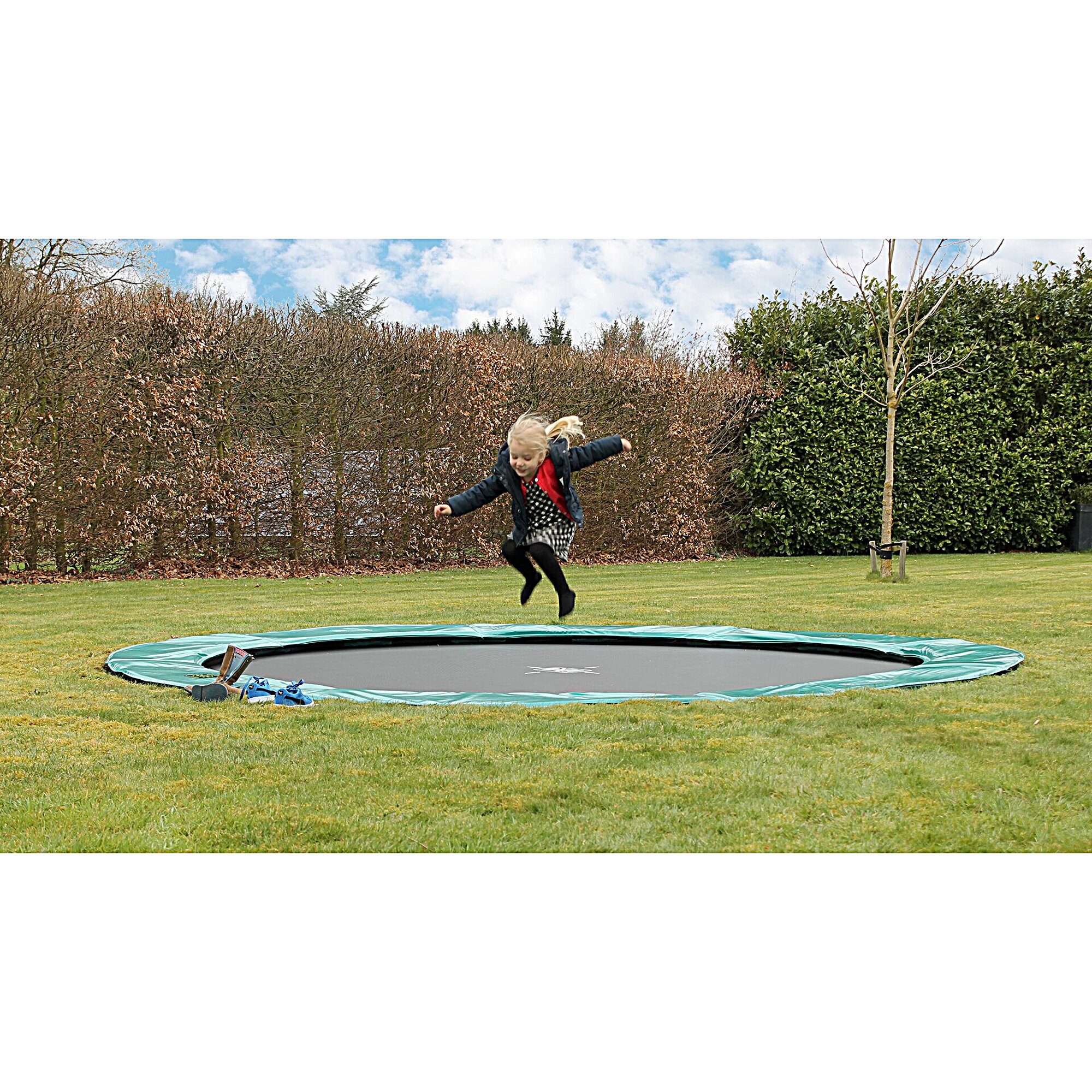 Le trampoline enterré EXIT Supreme groundlevel ø427cm - vert | EXIT Toys