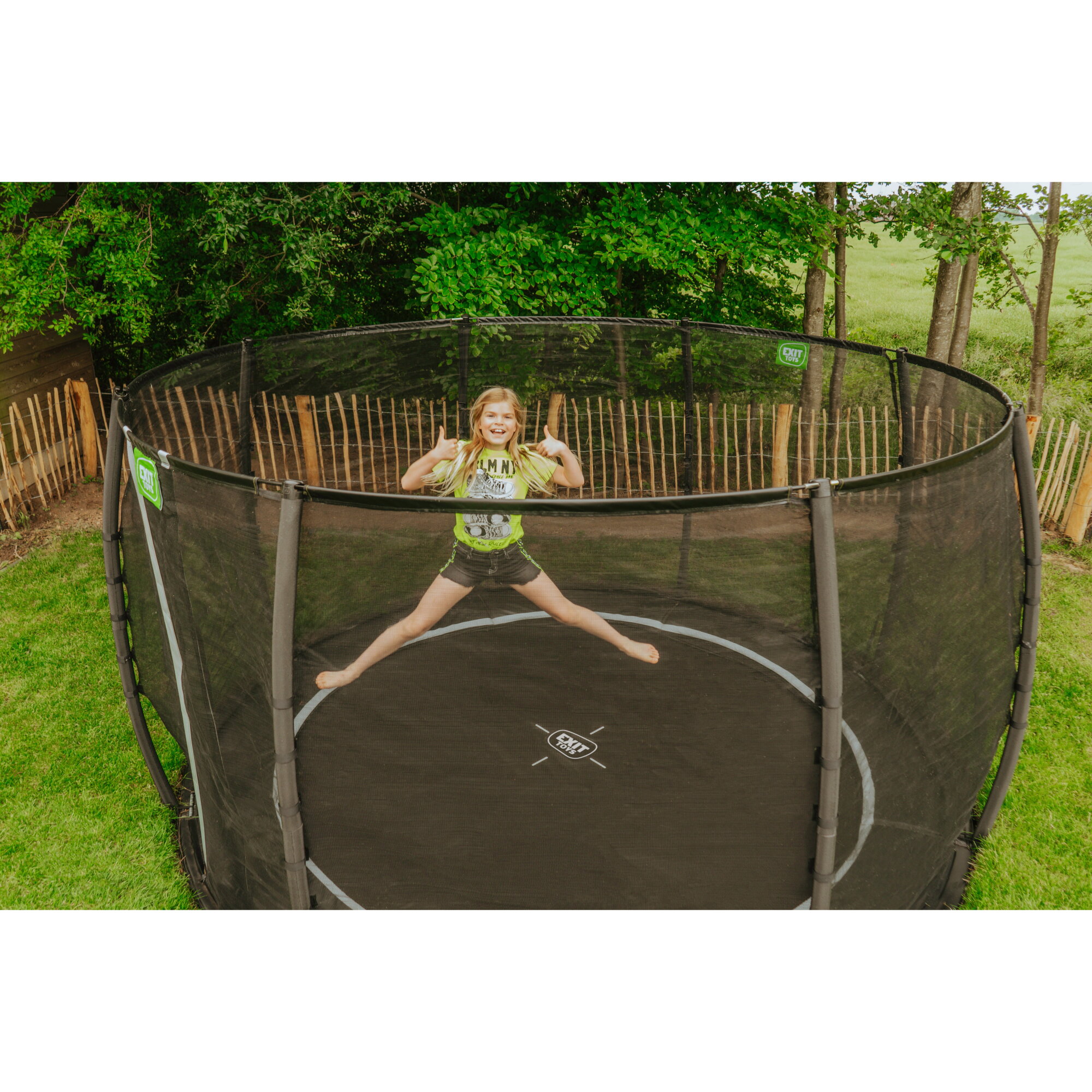 EXIT Dynamic trampoline enterré au niveau du sol ø305cm avec filet de ...